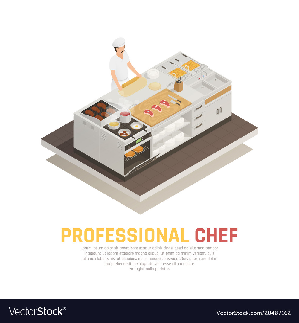 Kitchen isometric composition Royalty Free Vector Image