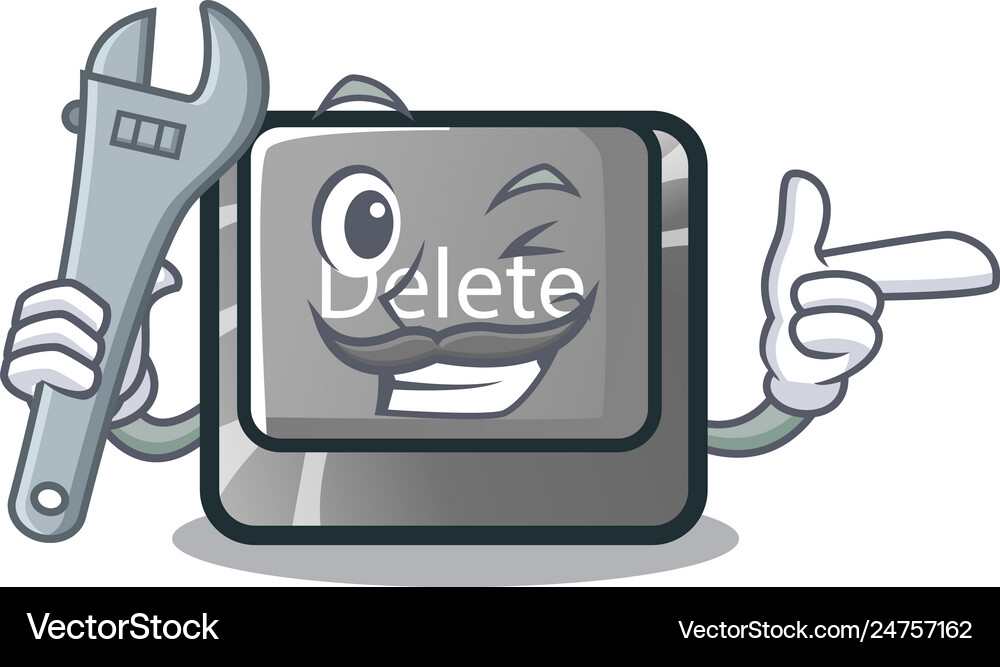 Mechanic delete button toys in shape cartoon Vector Image