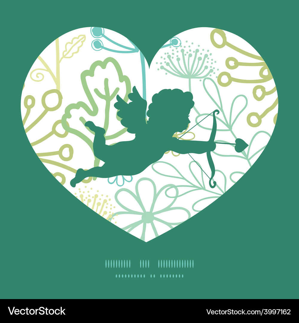Mysterious green garden shooting cupid Royalty Free Vector