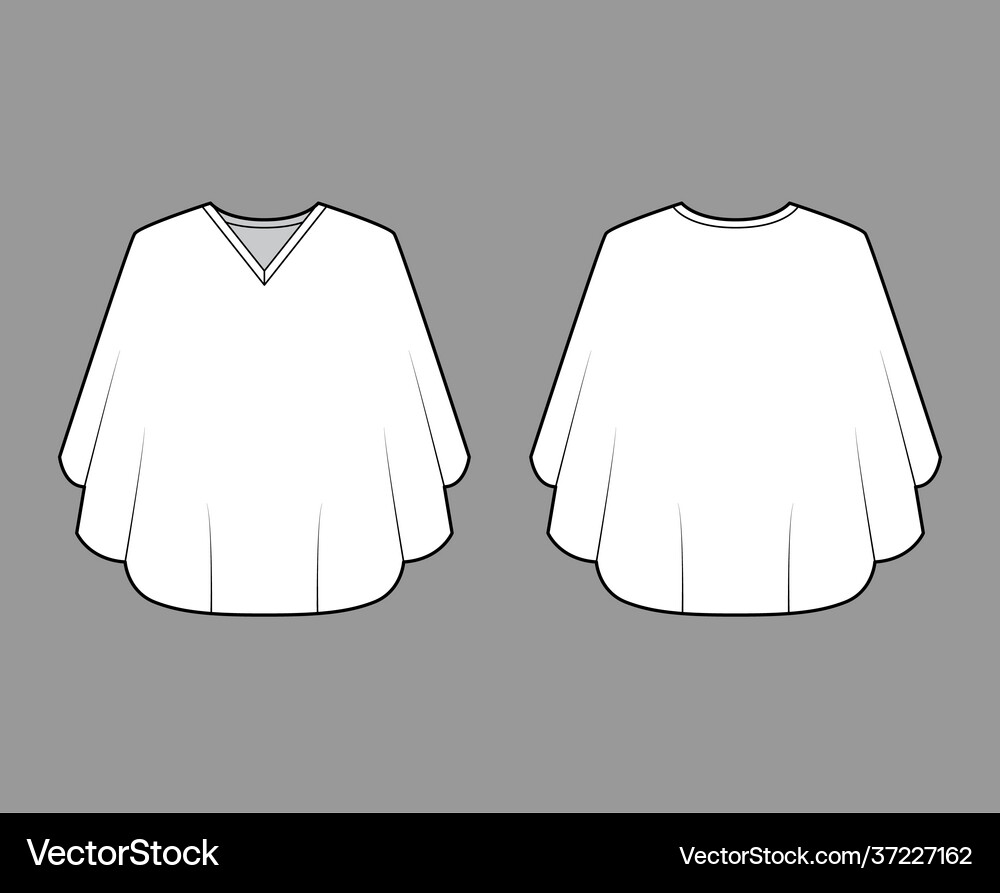 Poncho coat technical fashion with v Royalty Free Vector