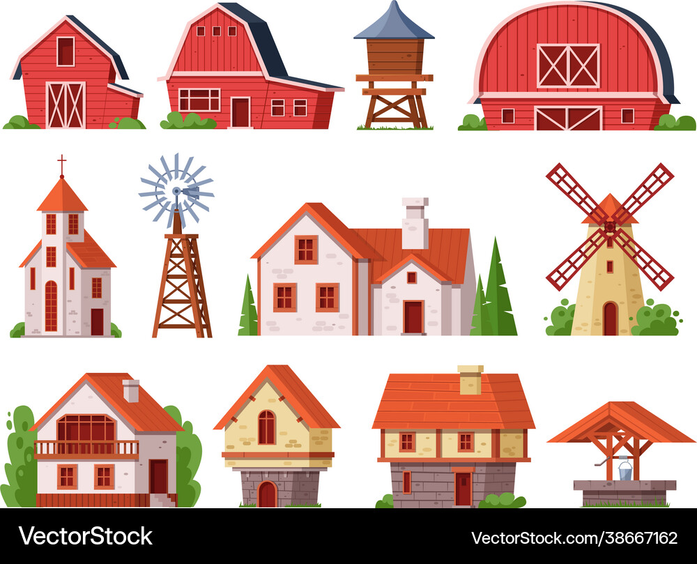Rural buildings landscape building Royalty Free Vector Image