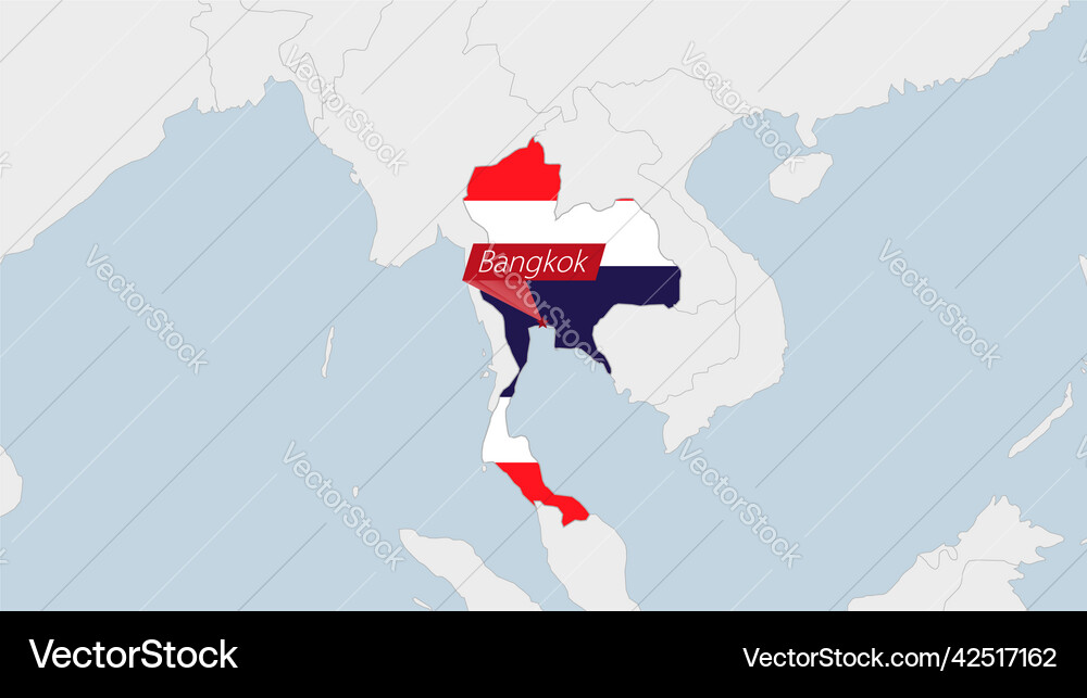 Thailand highlighted in flag colors Royalty Free Vector
