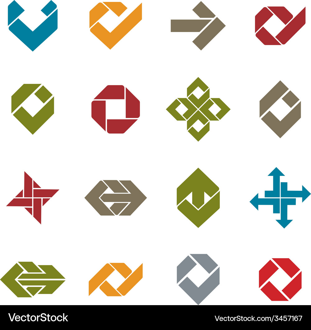Abstract unusual icons set creative symbols Vector Image
