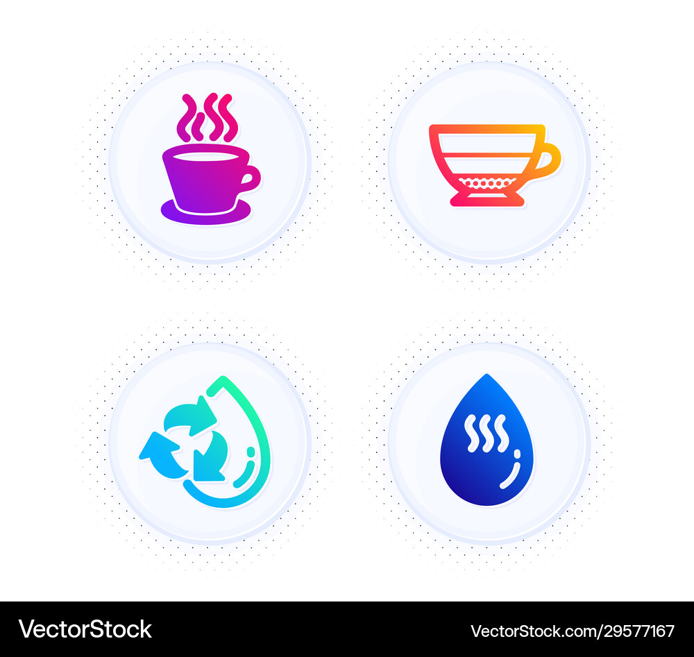 American tea cup and recycle water icons set Vector Image