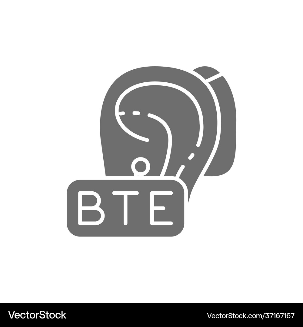 Behind ear hearing aid bte gray icon Royalty Free Vector
