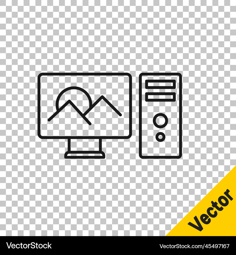 Black line photo retouching icon isolated Vector Image