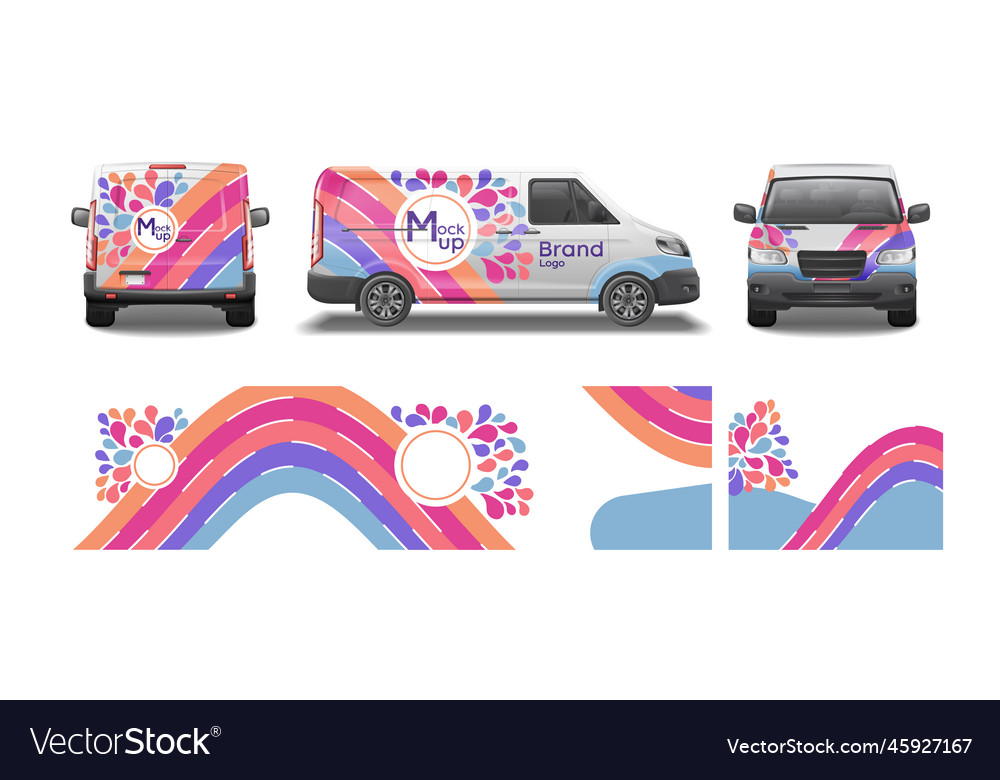 Branded van design set Royalty Free Vector Image