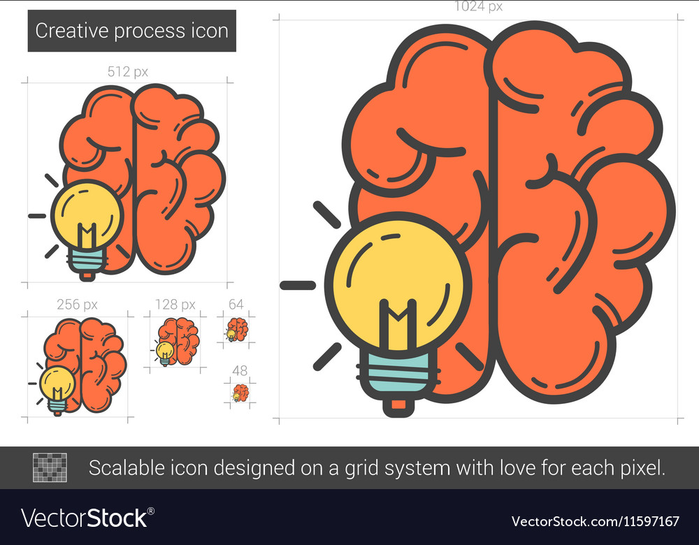 Creative process line icon Royalty Free Vector Image
