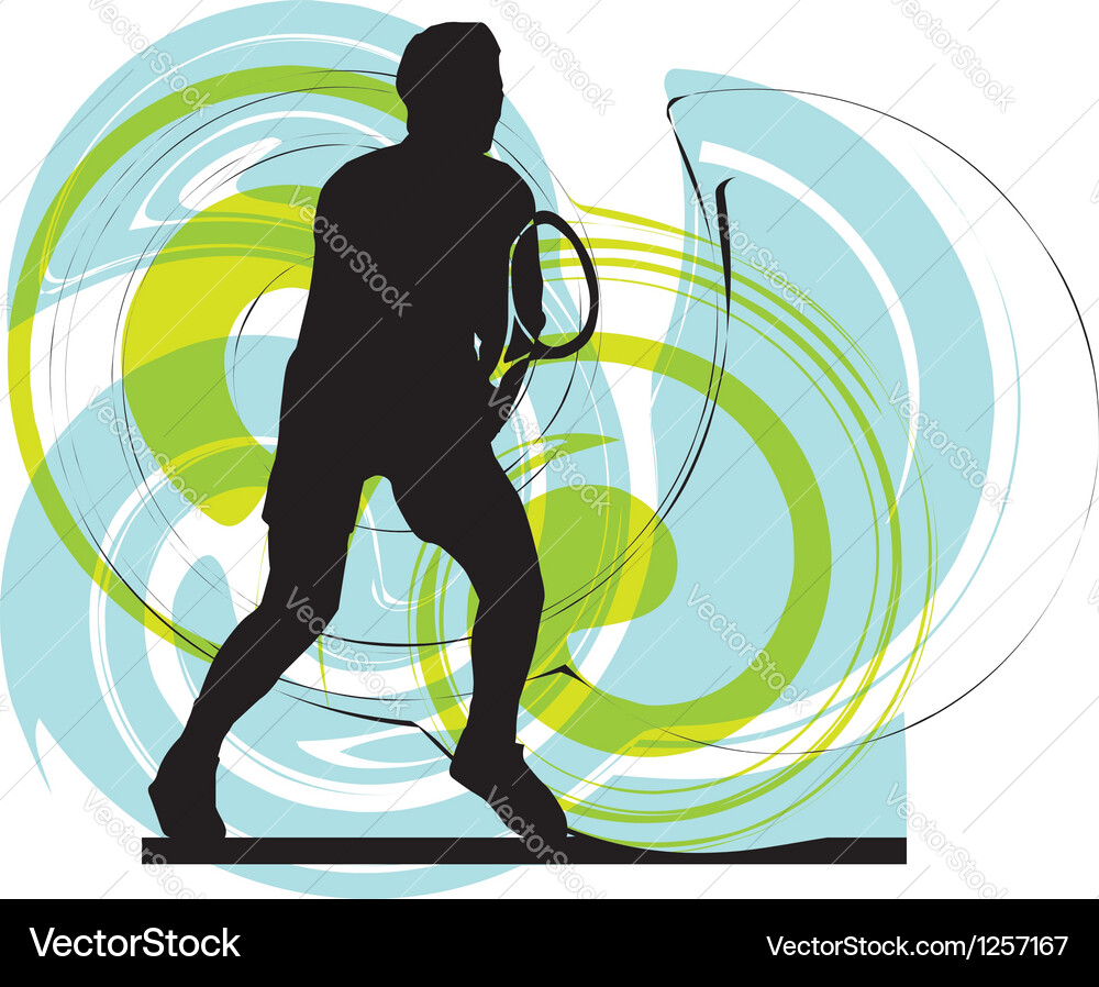 Drawing of man playing tennis Royalty Free Vector Image