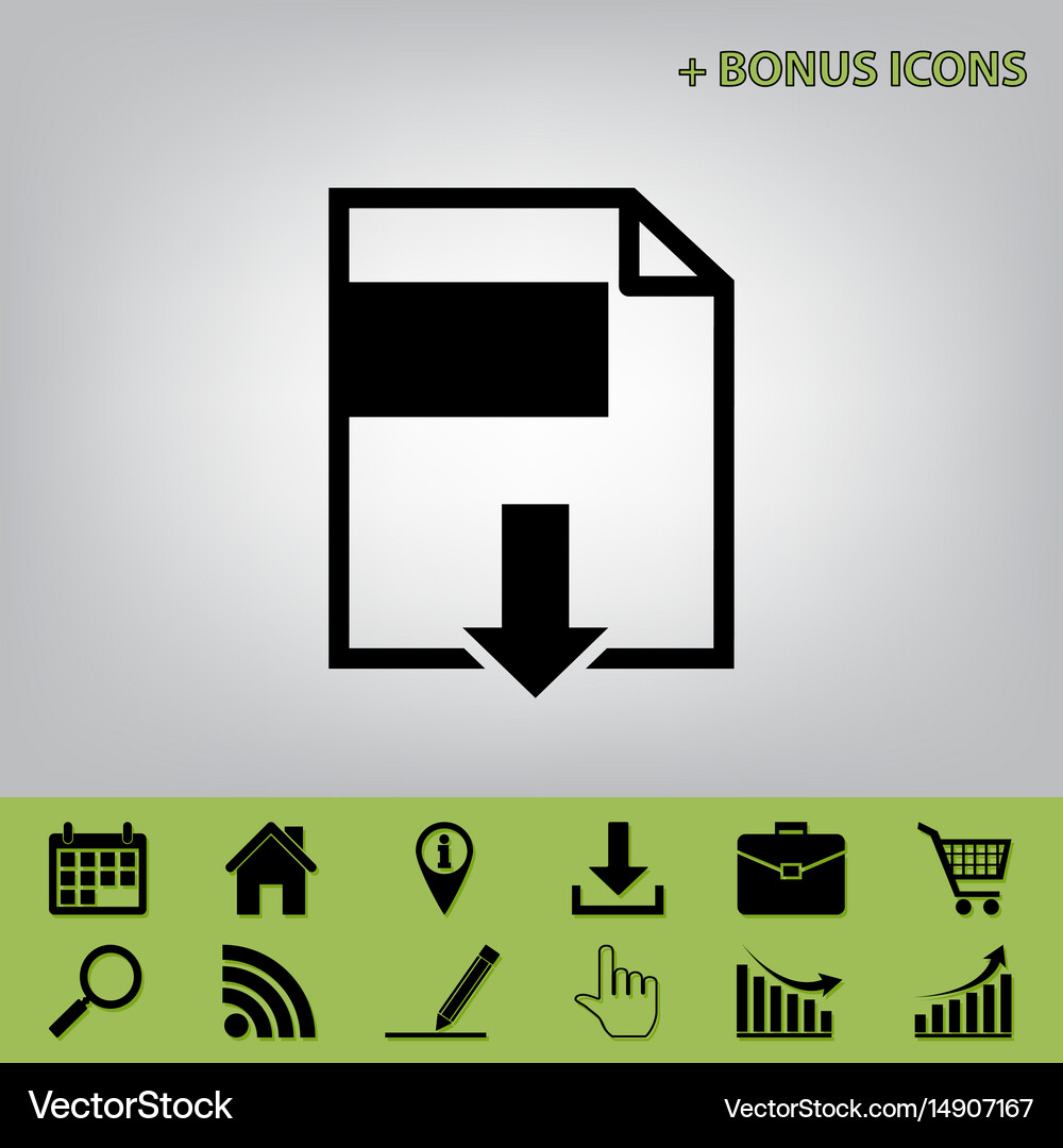 File download sign black icon at gray Royalty Free Vector