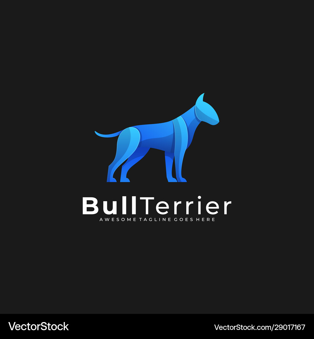 Logo bull terrier pose gradient colorful Vector Image
