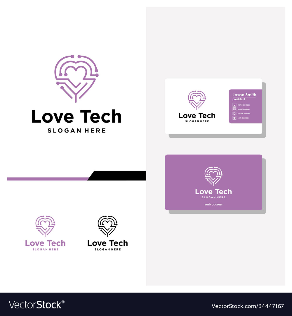 Love tech logo design and business card Royalty Free Vector