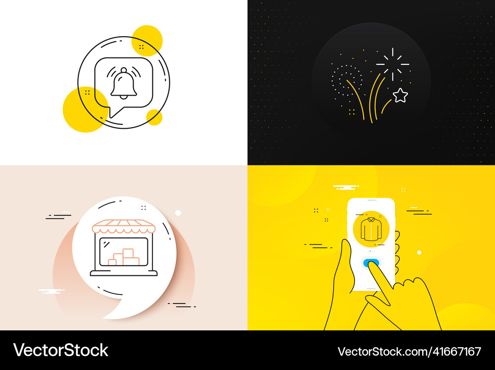 Minimal set of fireworks market and notification Vector Image