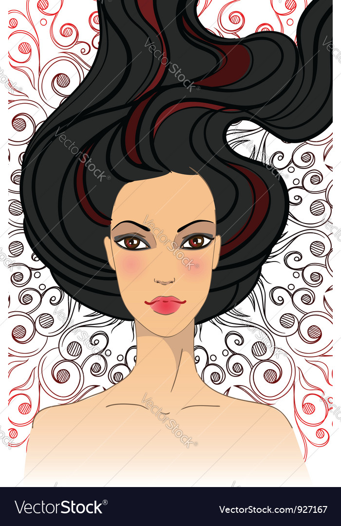 Portrait of beautiful girl with long hair Vector Image