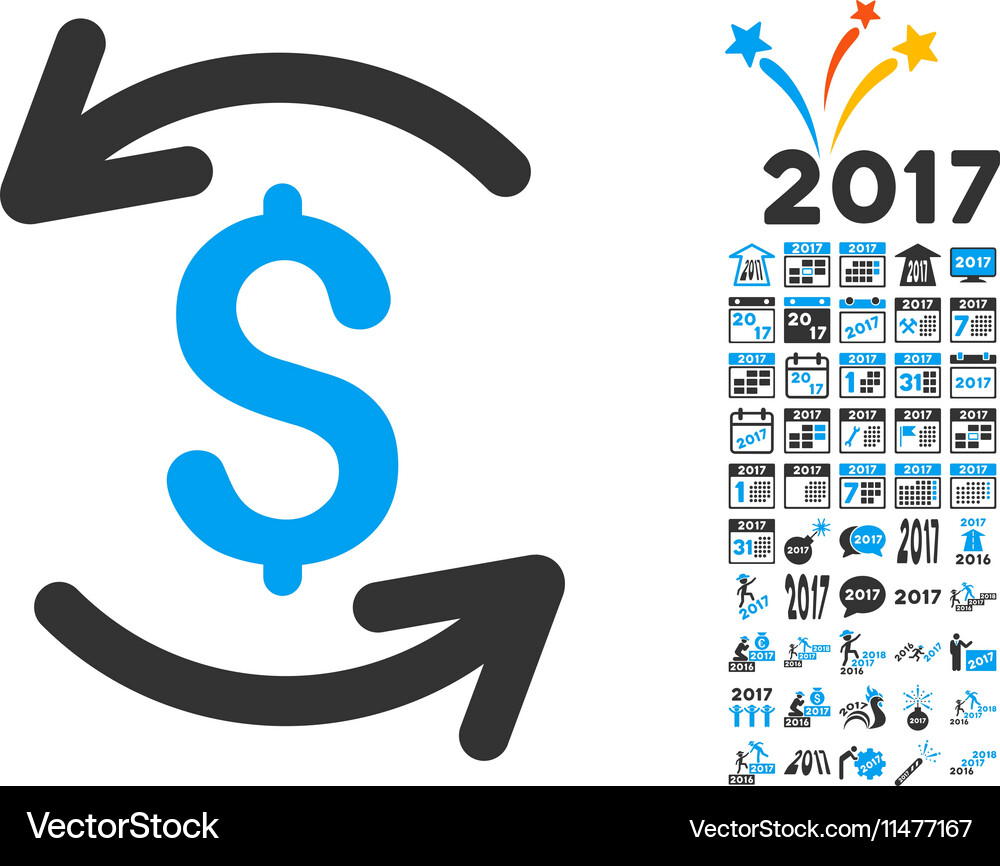 Refresh balance icon with 2017 year bonus symbols Vector Image