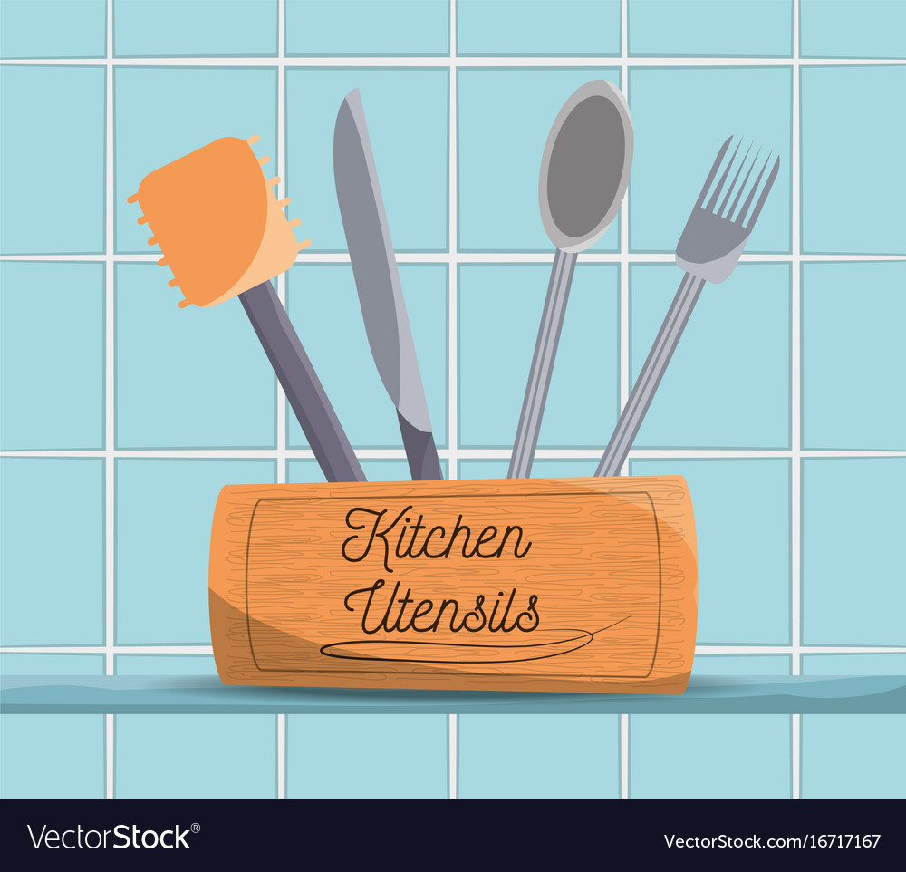 Set flat kitchen utensils Royalty Free Vector Image