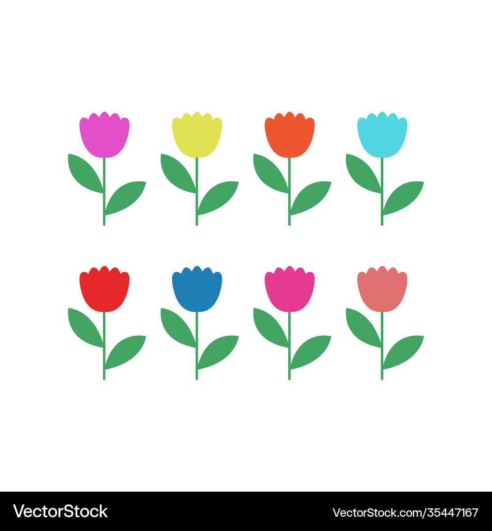 Set flowers icon flower in trendy Royalty Free Vector Image