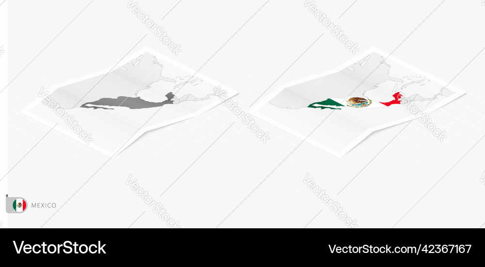 Set of two realistic map of mexico with shadow Vector Image