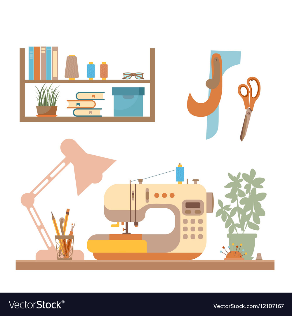 Sewing workshop concept Royalty Free Vector Image