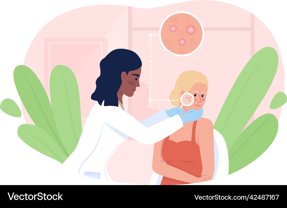 Woman at dermatologist appointment 2d isolated Vector Image