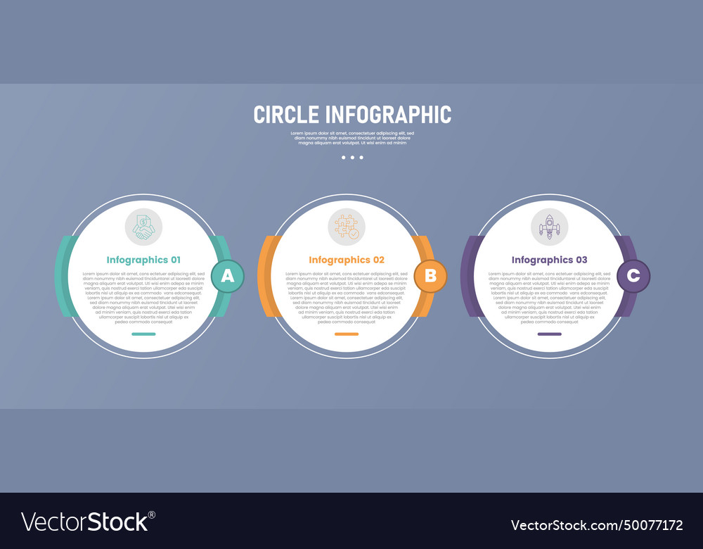 3 point circle infographic stage or step template Vector Image