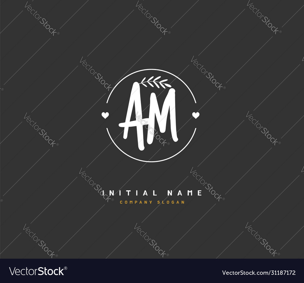A m am beauty initial logo handwriting Royalty Free Vector