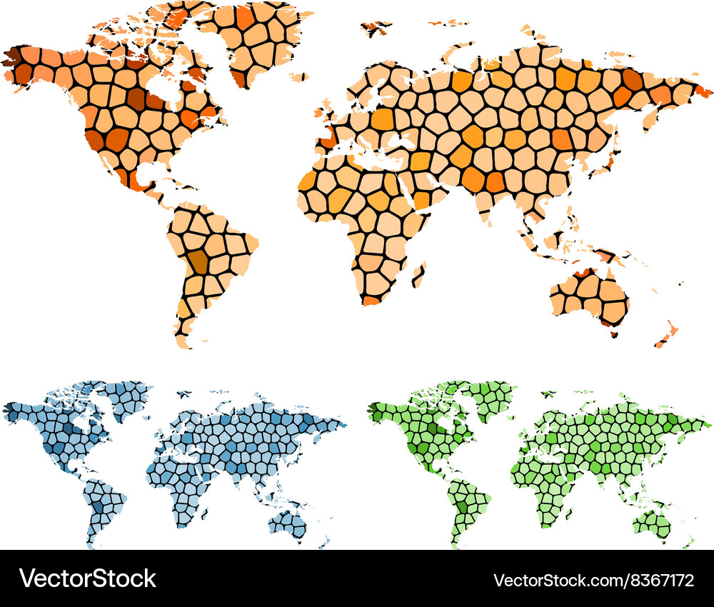 Abstract mosaic map of the world Royalty Free Vector Image