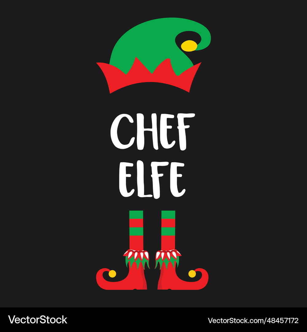 Chef elf christmas t shirt design Royalty Free Vector Image