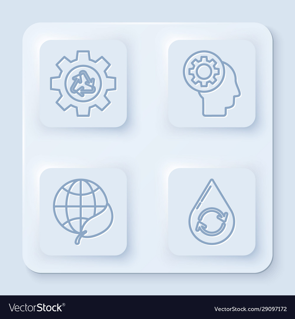 Set line recycle symbol and gear human head Vector Image Set line recycle symbol and gear human head Vector Image