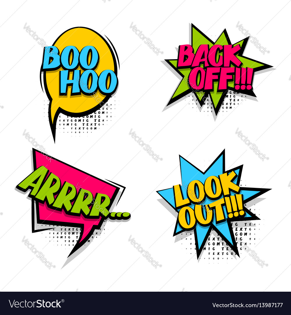 Back off colored comic text babble Royalty Free Vector Image