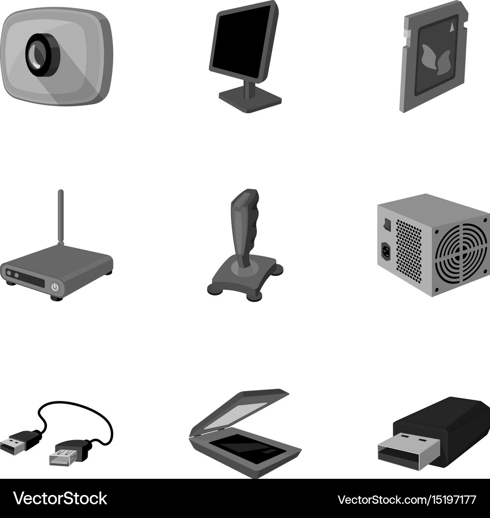Computer accessories headphones parts Royalty Free Vector