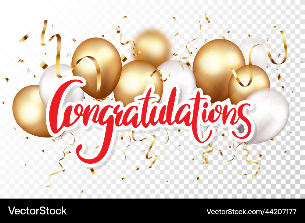 Congratulations banner with gold balloon Vector Image