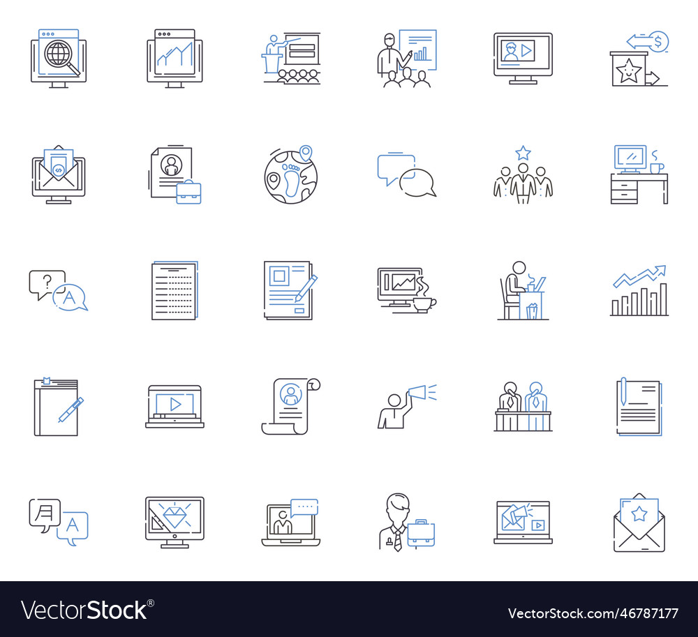 Digital advertising line icons collection Vector Image