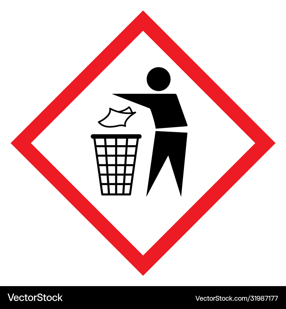 Do not litter flat icon in red rhombus isolated Vector Image