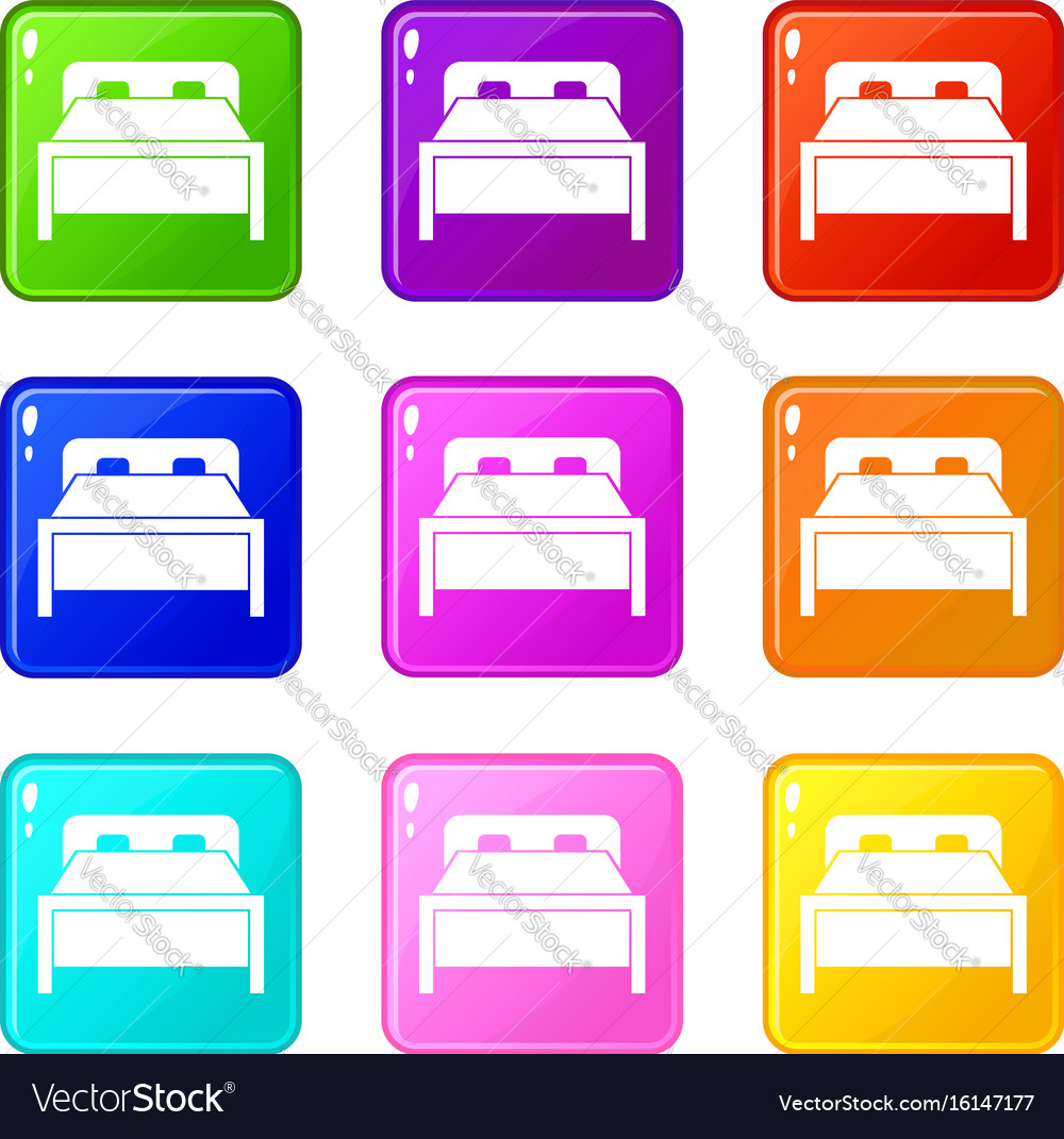 Double bed set 9 Royalty Free Vector Image - VectorStock