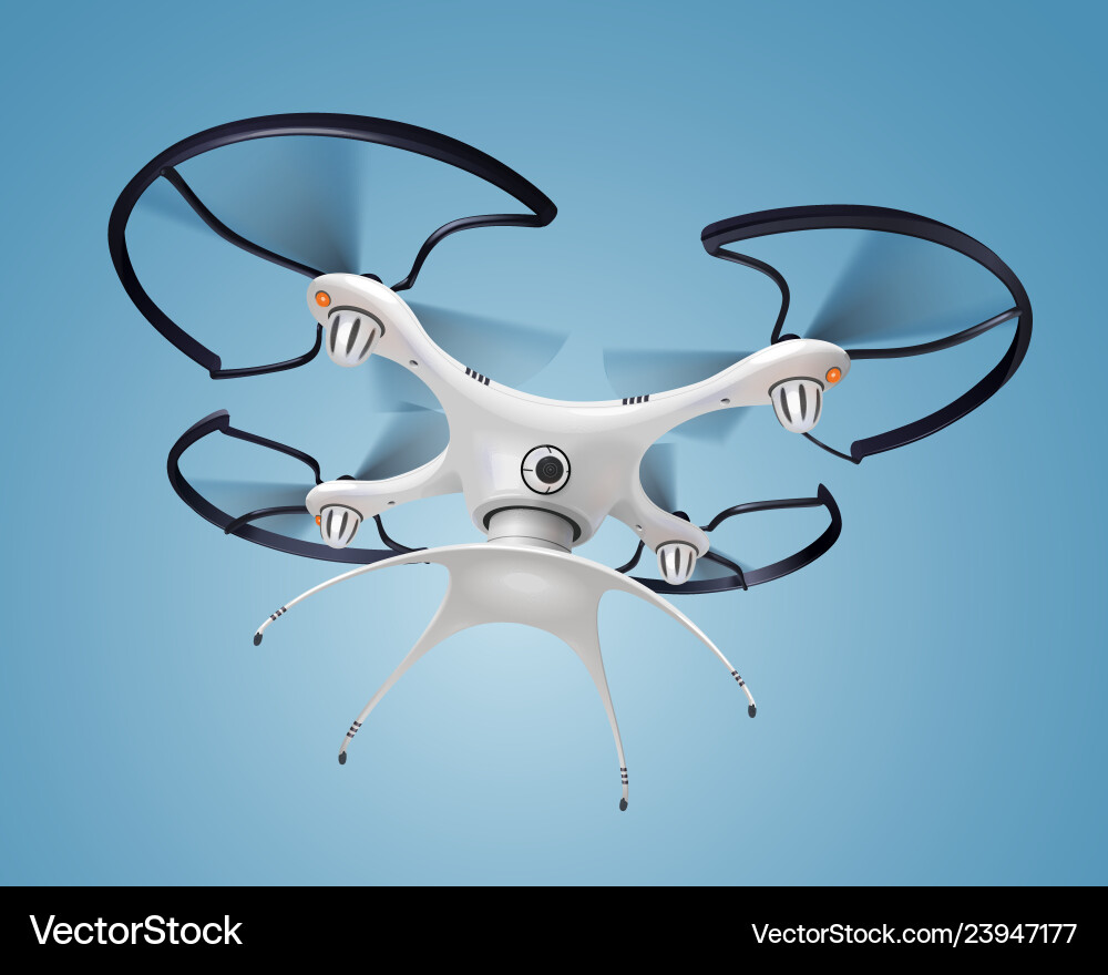 Drone with camera realistic composition Royalty Free Vector