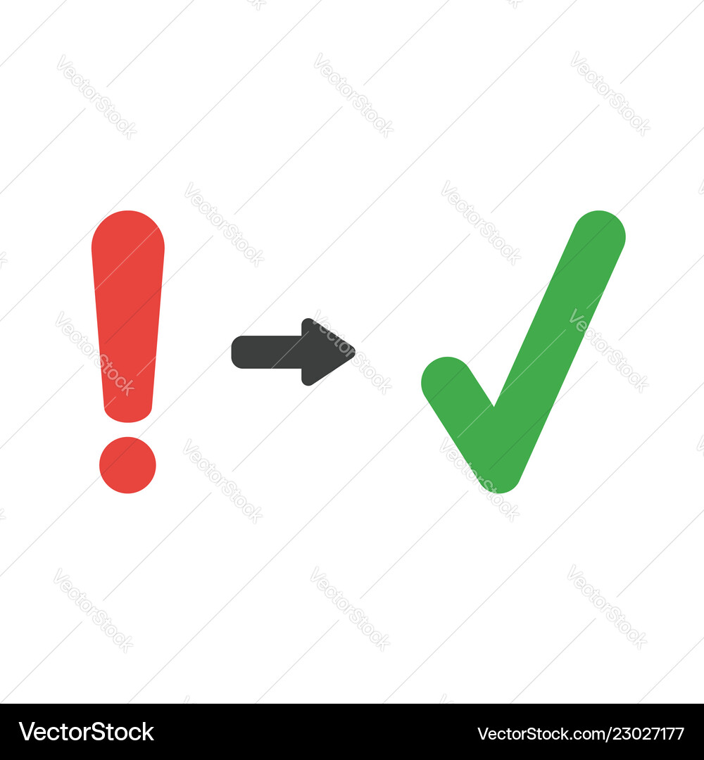 Icon concept of exclamation mark with check Vector Image