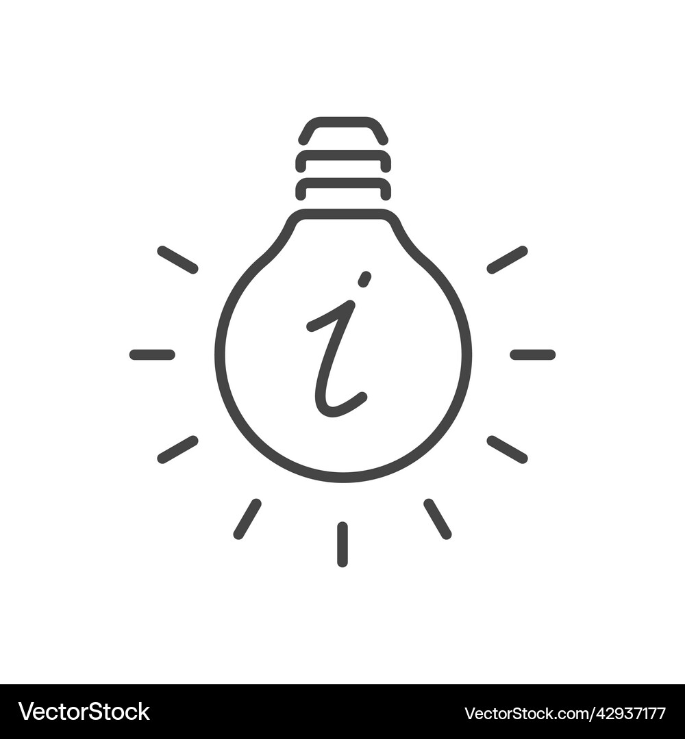 Icon of light bulb with letter i Royalty Free Vector Image