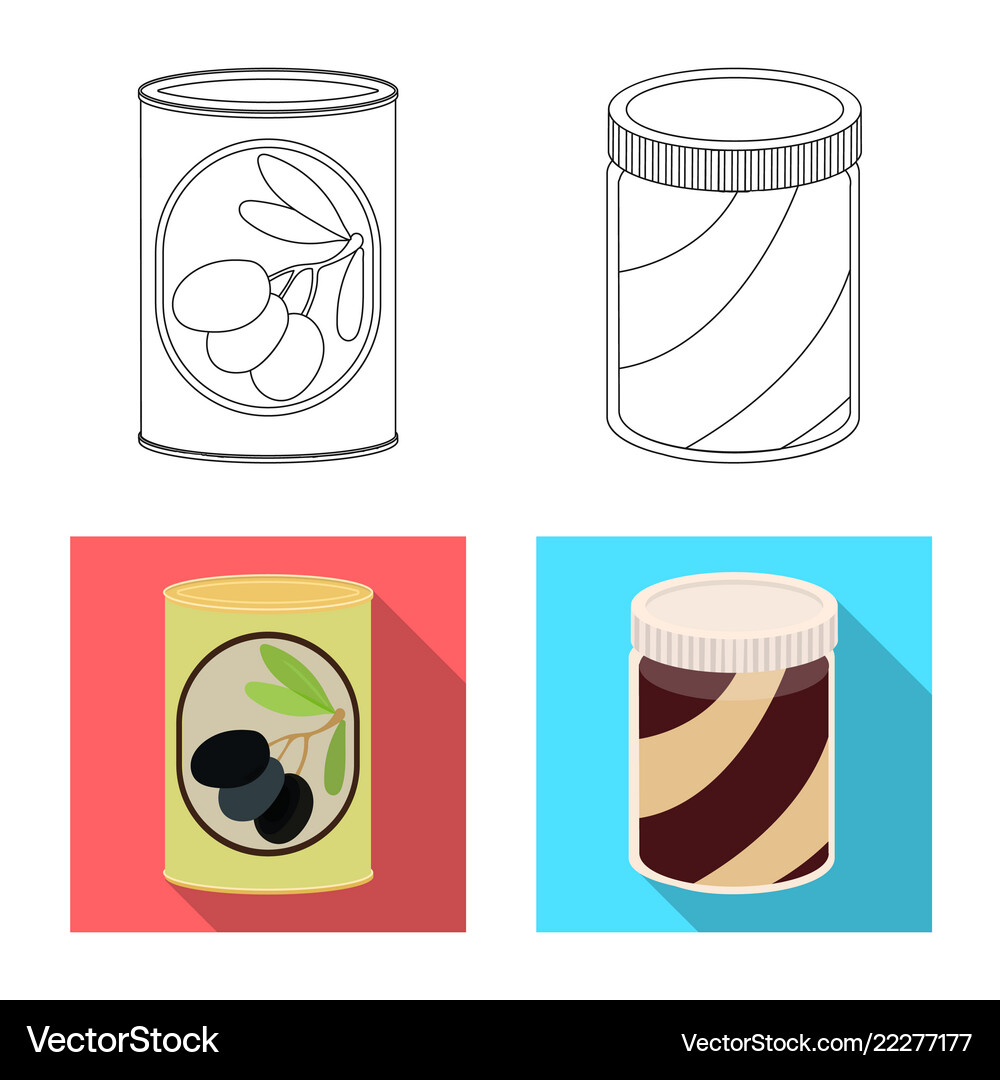 Isolated object can and food sign set can Vector Image