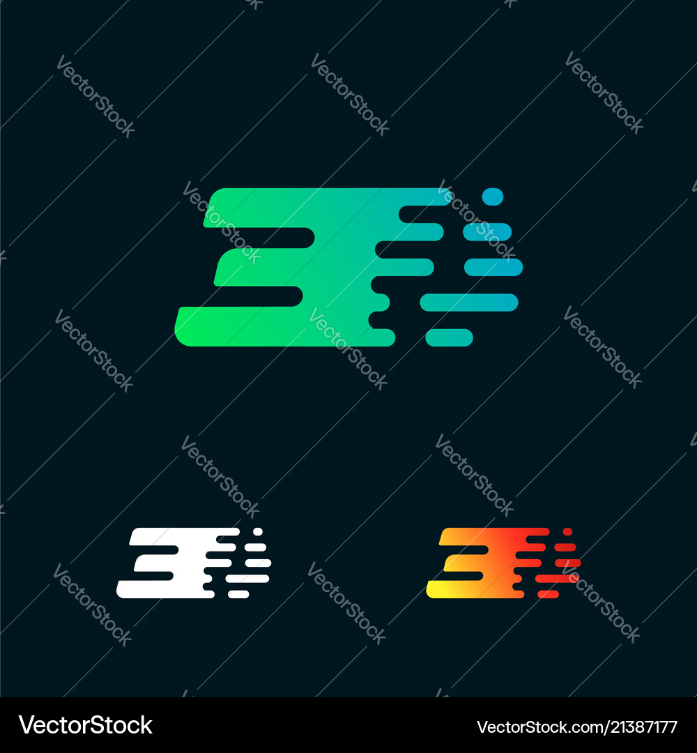 Number 3 modern speed shapes logo design Vector Image