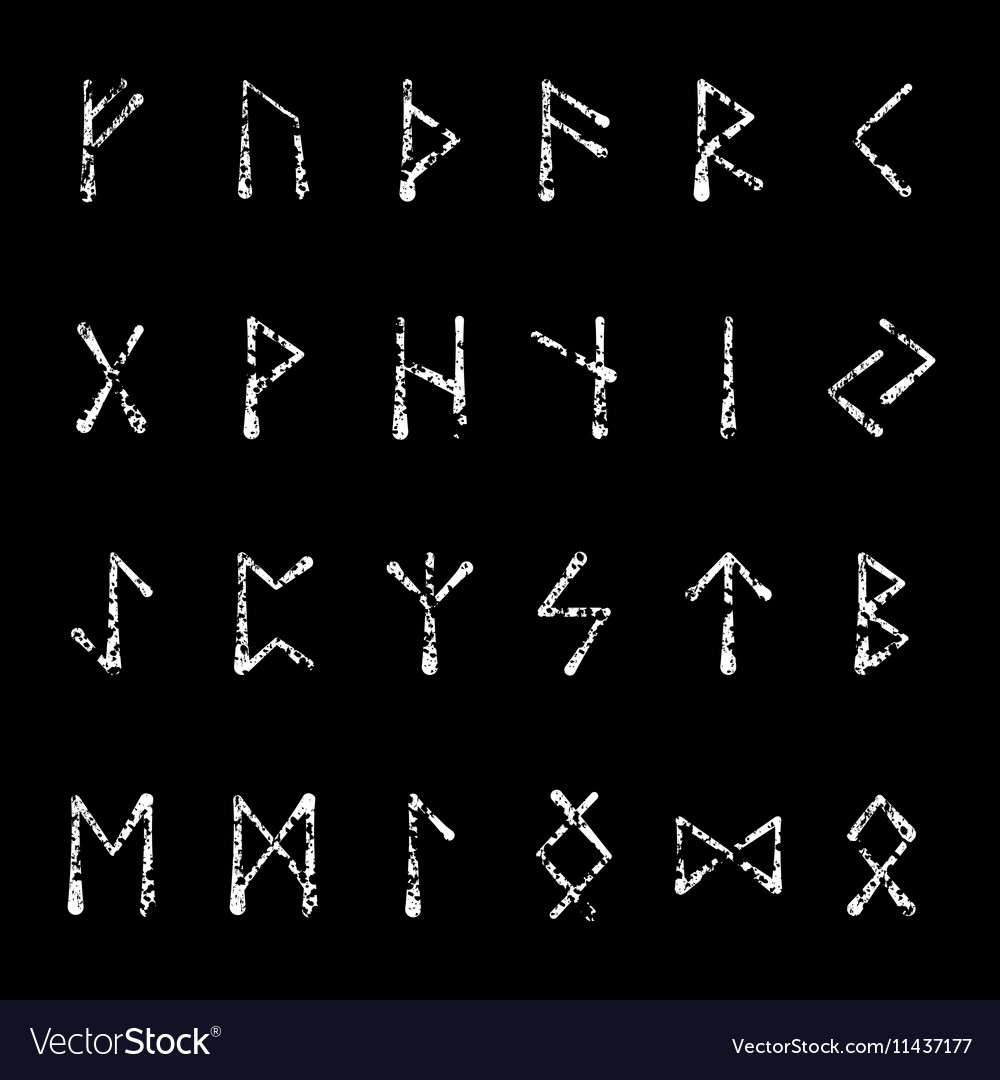 Runic alphabet white Royalty Free Vector Image