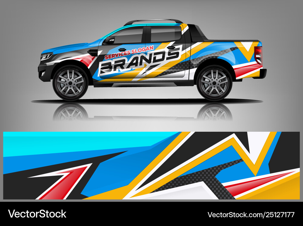 Truck wrap design for company Royalty Free Vector Image