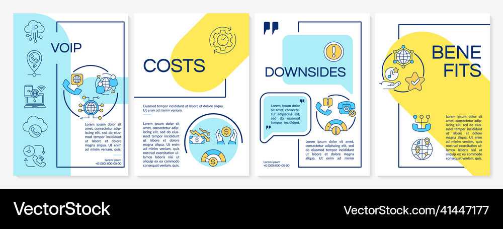 Voip blue and yellow brochure template Royalty Free Vector