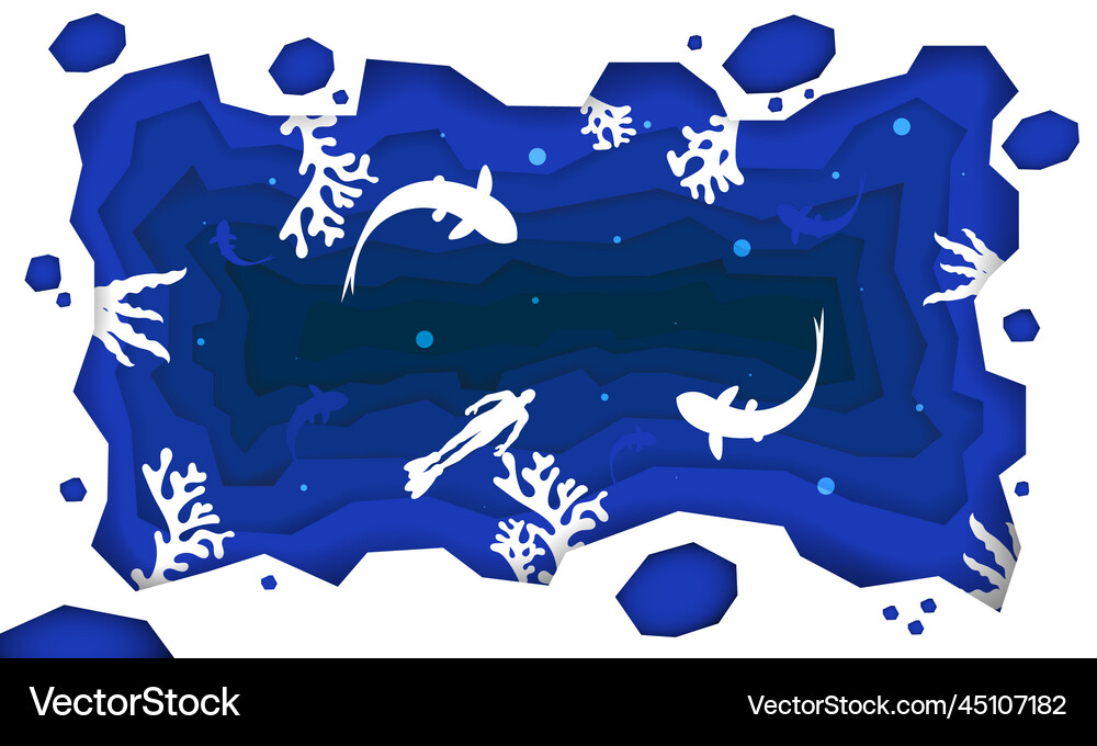 Abstract background paper cut under the sea Vector Image