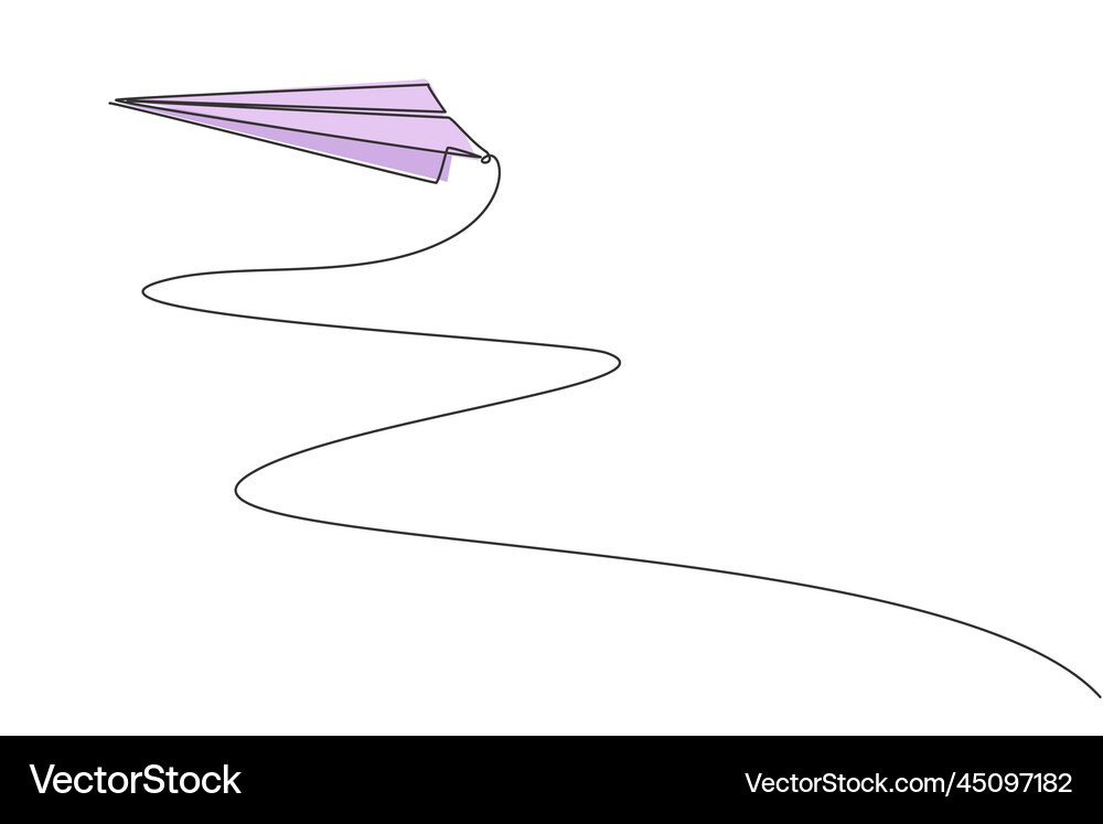 Continuous one line drawing of paper airplane Vector Image