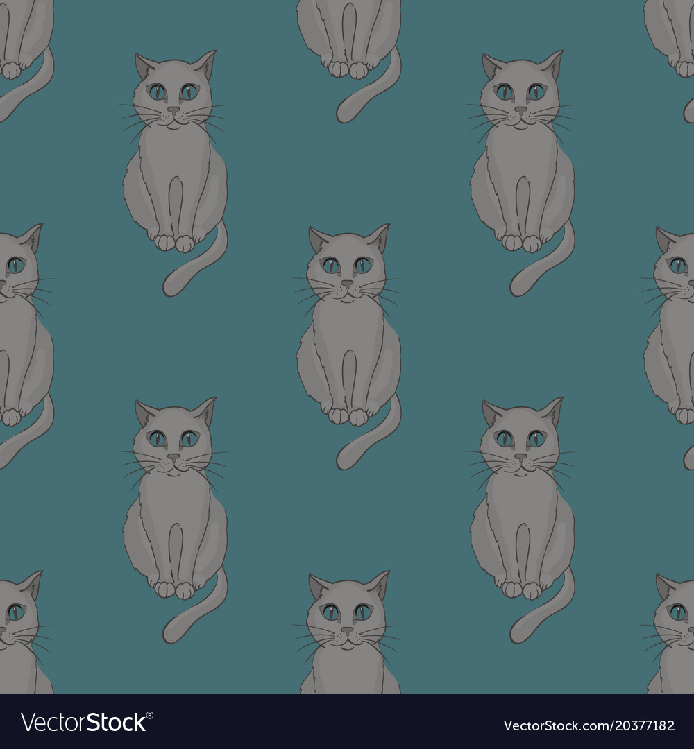 Cool cat seamless pattern Royalty Free Vector Image
