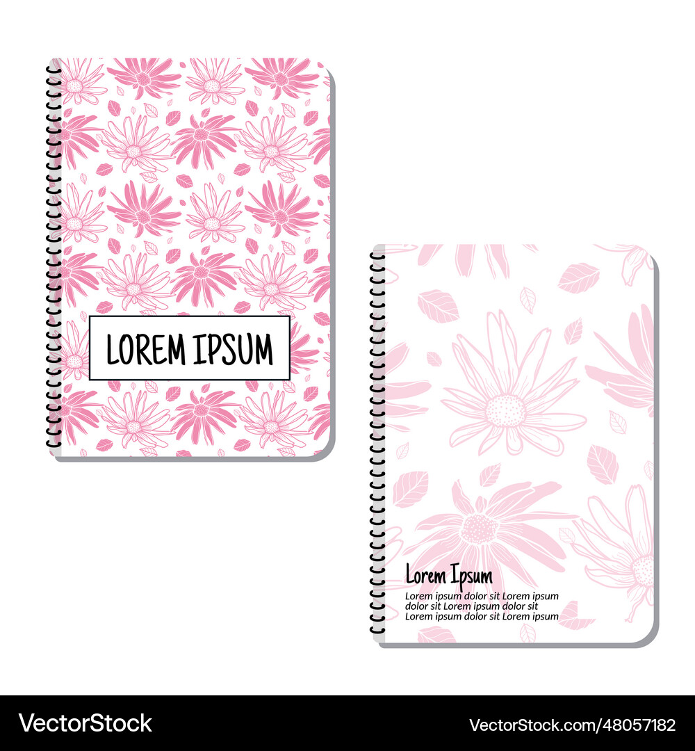 Cover page templates flowers and leaves pattern Vector Image