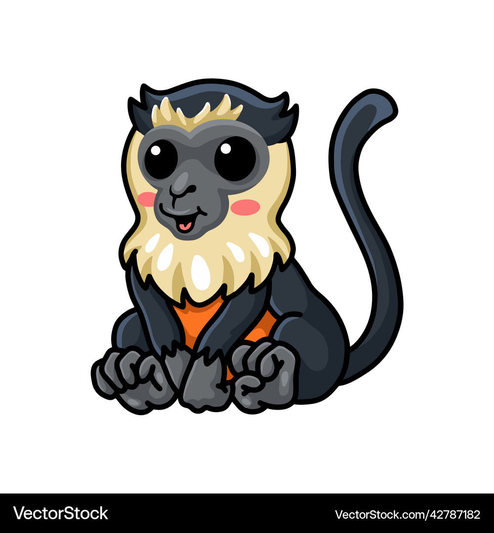 Cute little diana monkey cartoon Royalty Free Vector Image