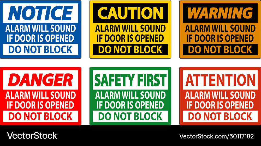 Fire and emergency sign door alarm Royalty Free Vector Image