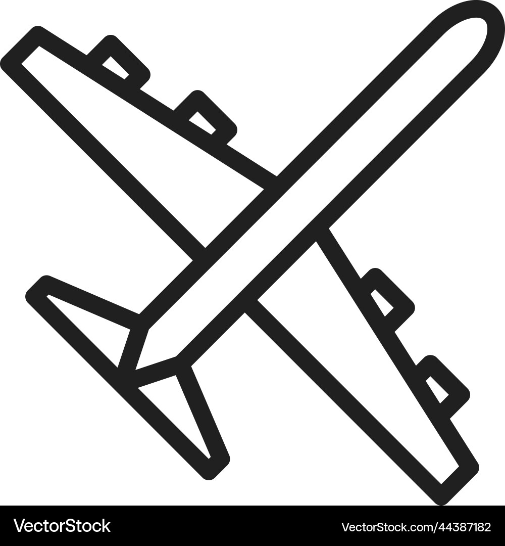 Flying airplane icon black line plane symbol Vector Image